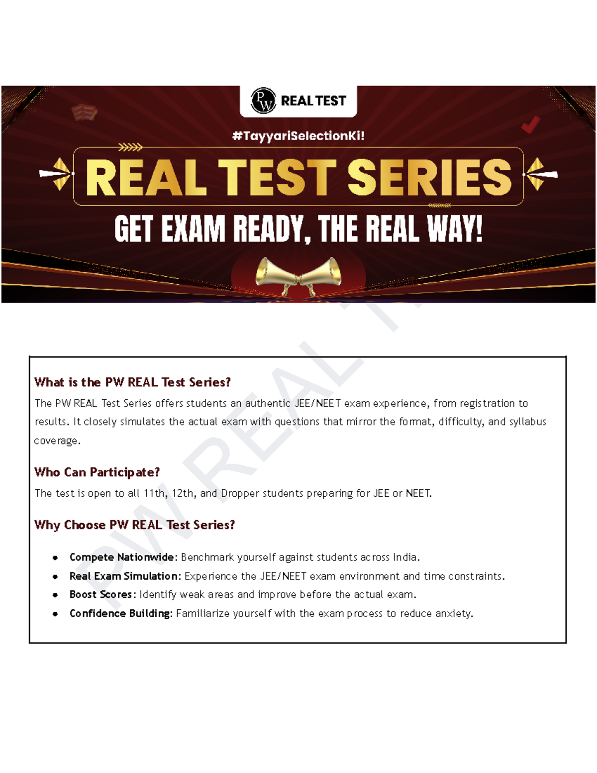 PW REAL Test Series JEE NEET Overview - PW REAL TEST What is the PW ...