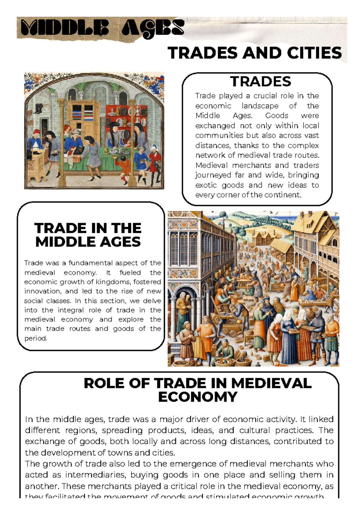 History edad media - excelente - In the middle ages, trade was a major ...