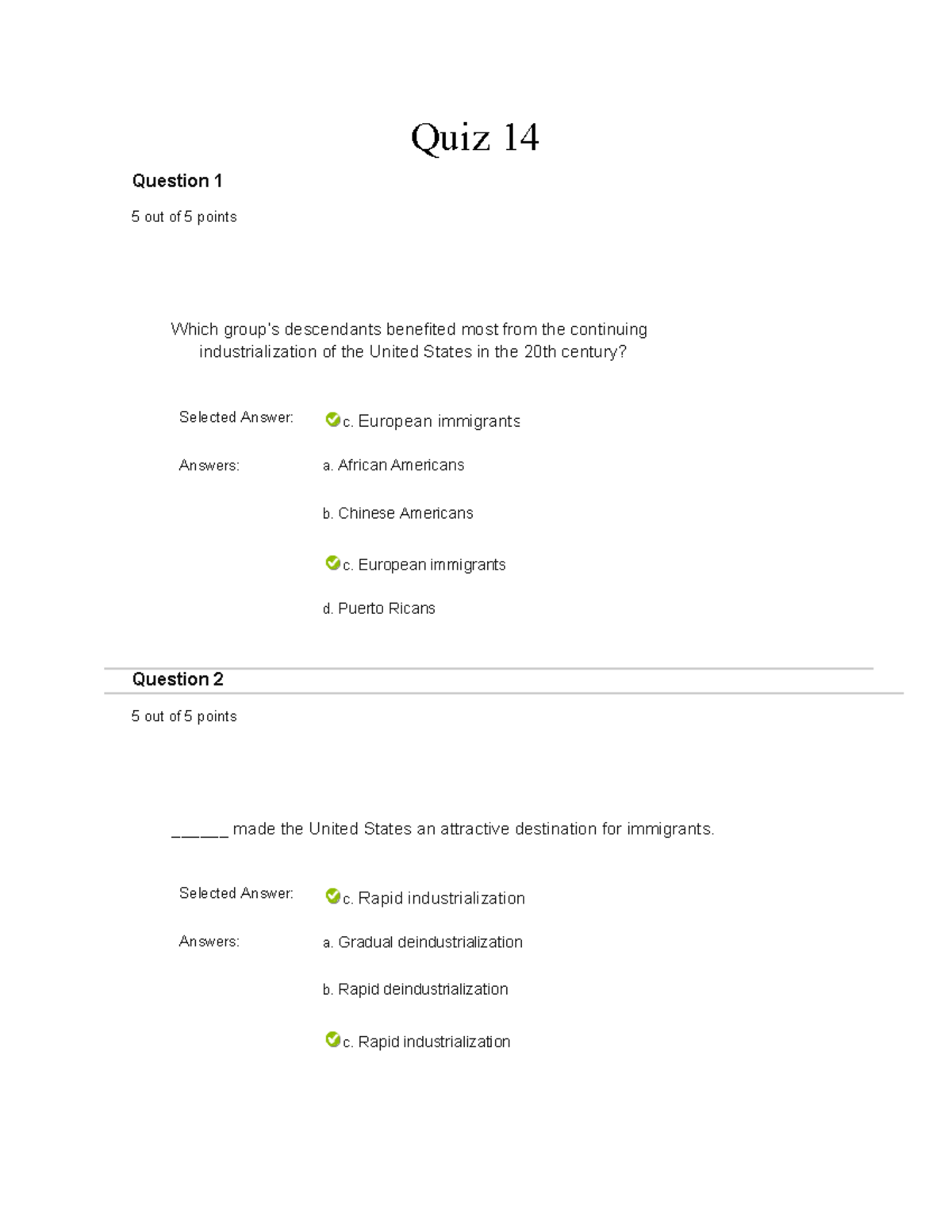 Quiz 14 w answers - Ch. 14 Minority Groups and American Society - Quiz ...