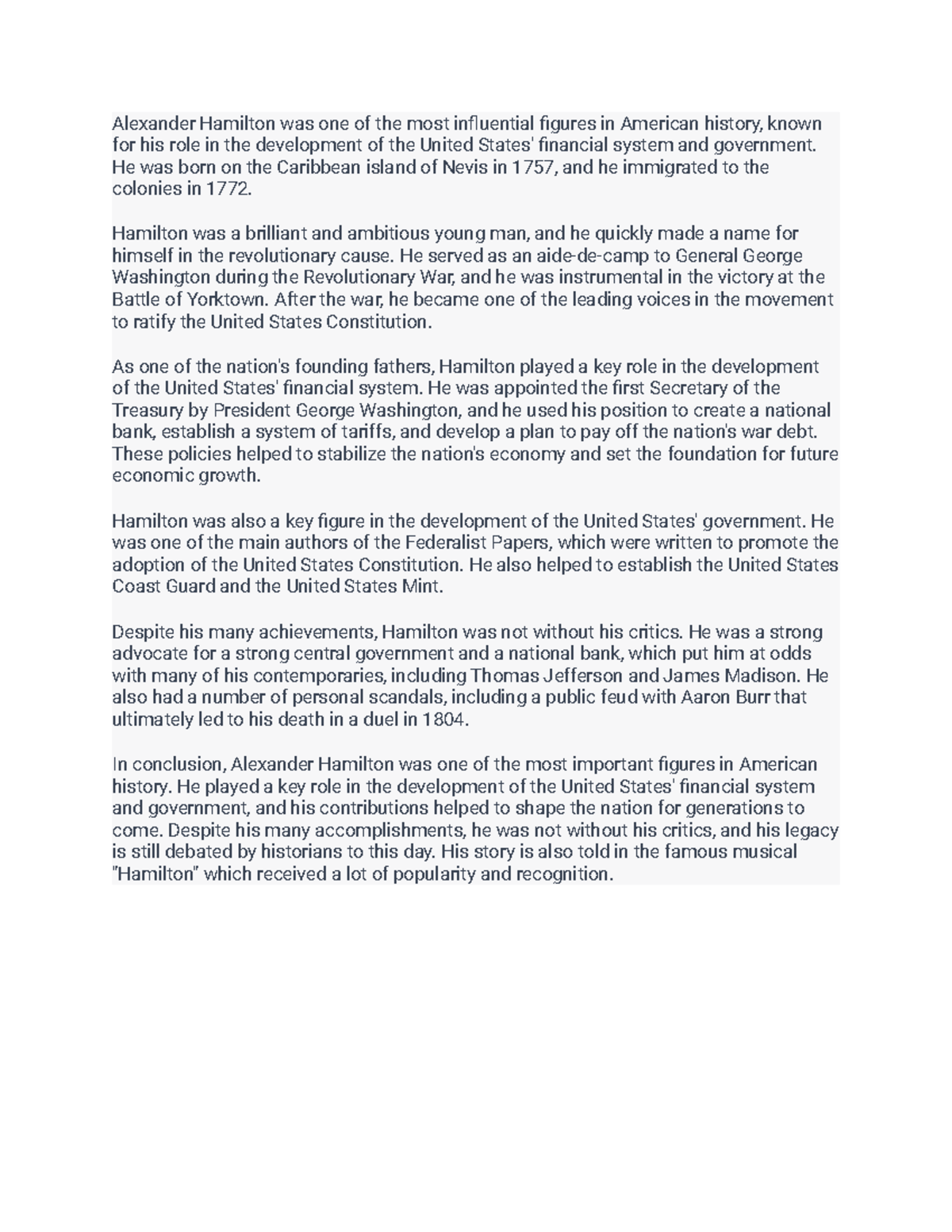 Alexander Hamilton - He was born on the Caribbean island of Nevis in ...