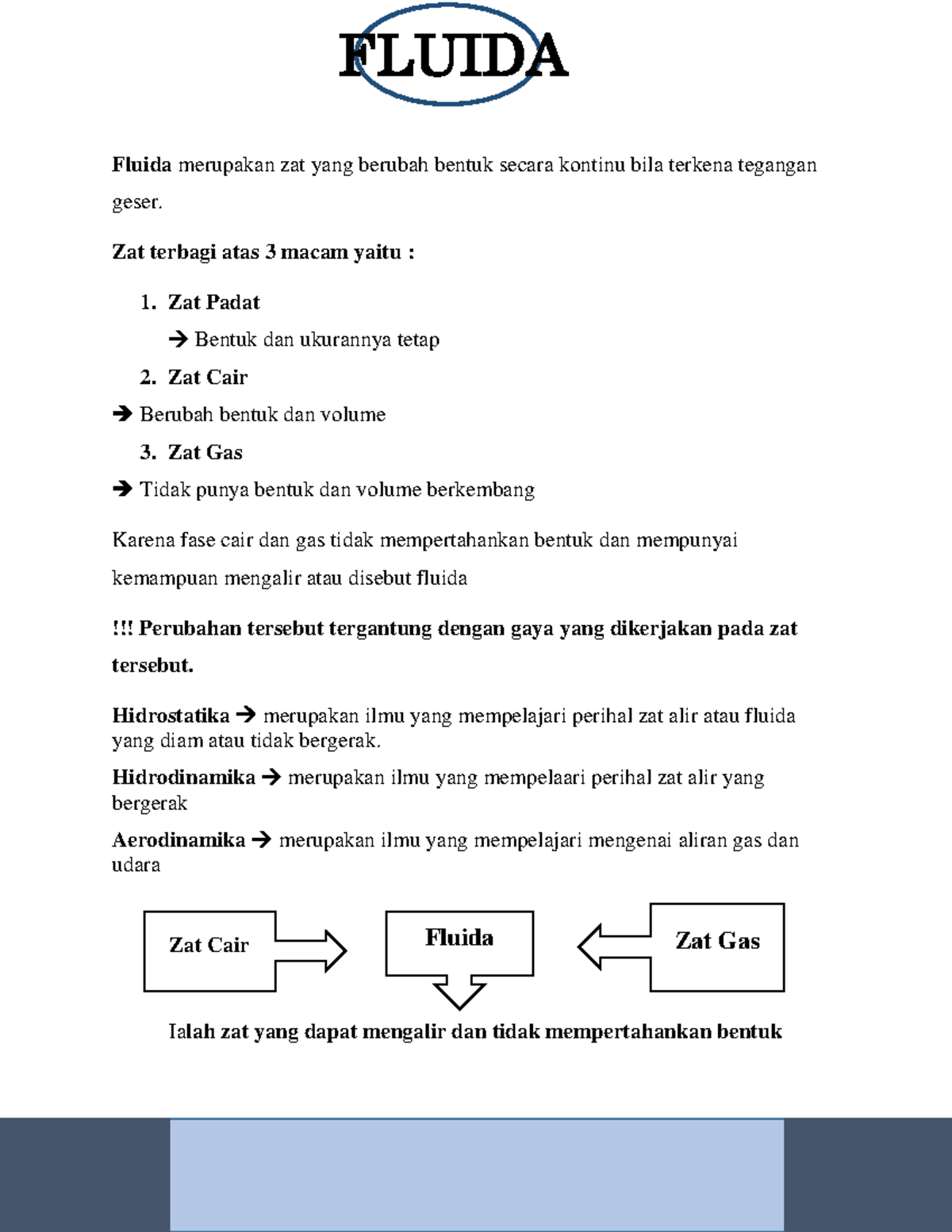 Fluida-Part 1 - Fluida-Part 1 - FLUIDA Fluida merupakan zat yang berubah bentuk secara kontinu ...