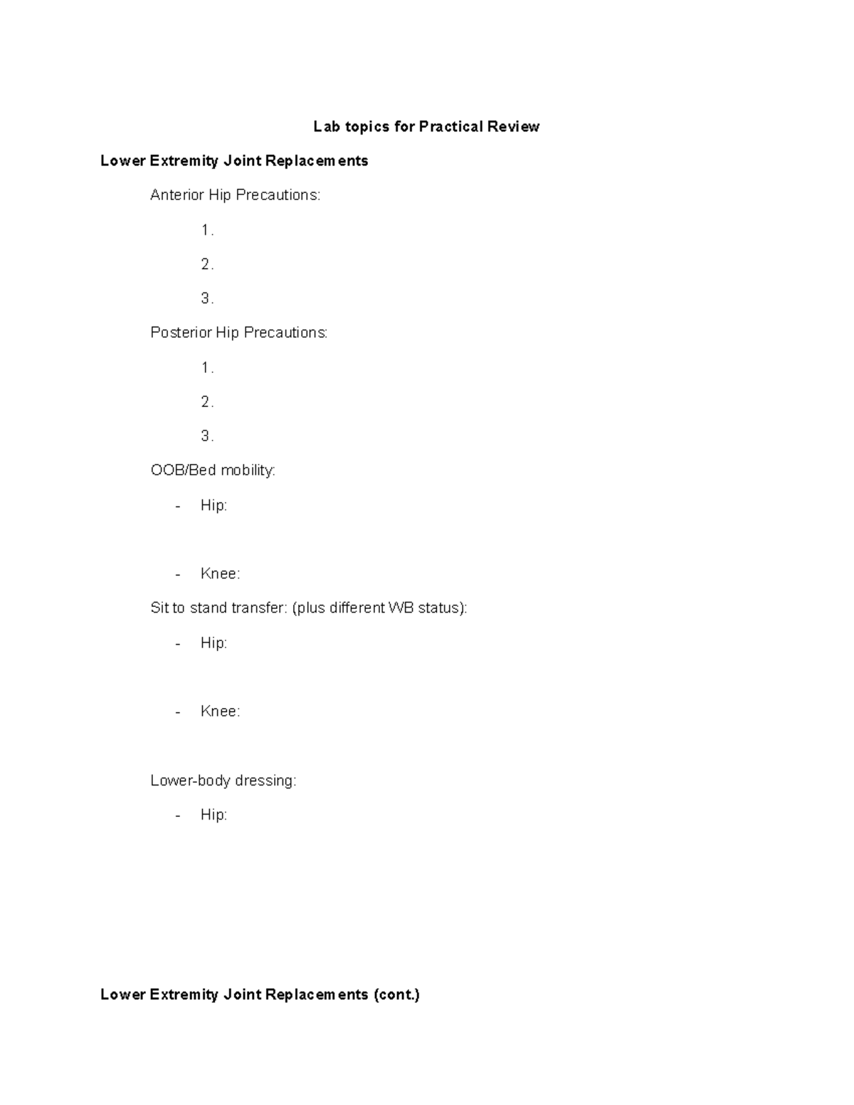 Lab topics for Practical Review - final (1) (2) - Lab topics for ...