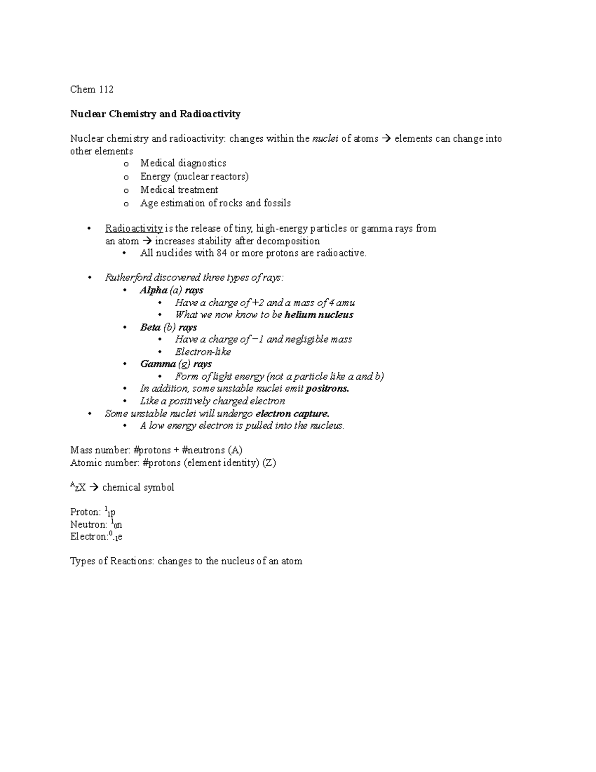 Chem 112-Week14-nuclear- Notes - Chem 112 Nuclear Chemistry and ...