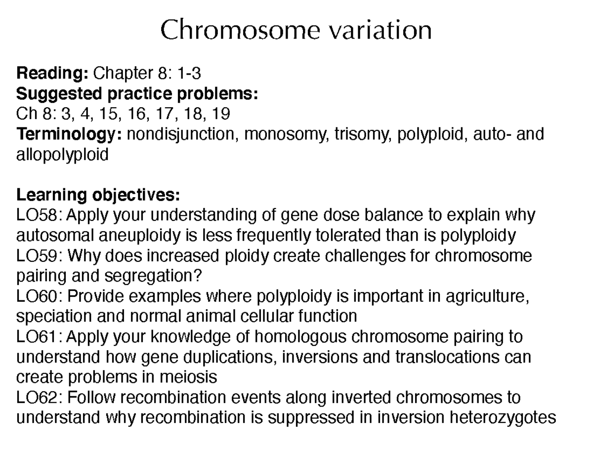 Genetics lec24 10 22 21 - Reading: Chapter 8: 1- Suggested practice ...