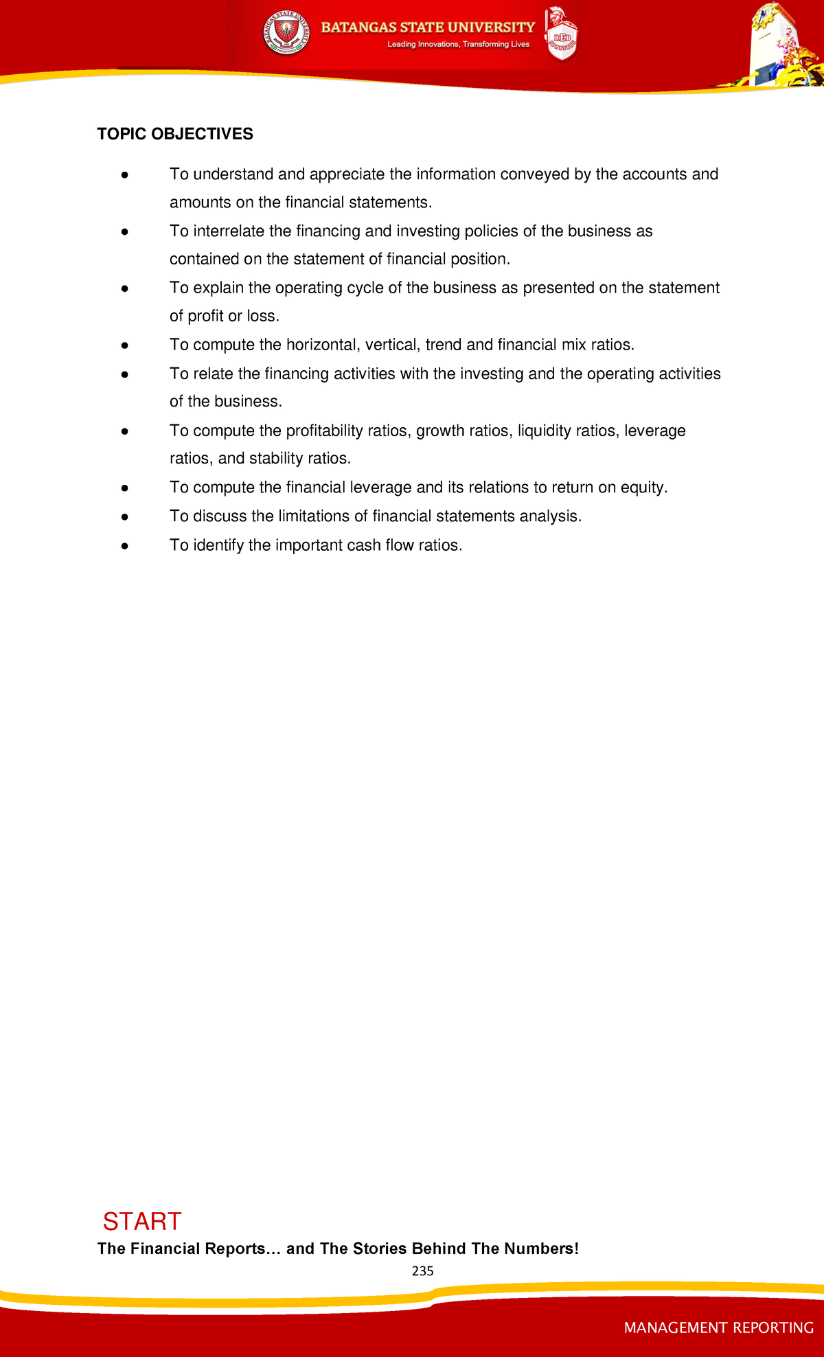 Chapter 5 Financial Statement Analysis - 235 TOPIC OBJECTIVES To ...