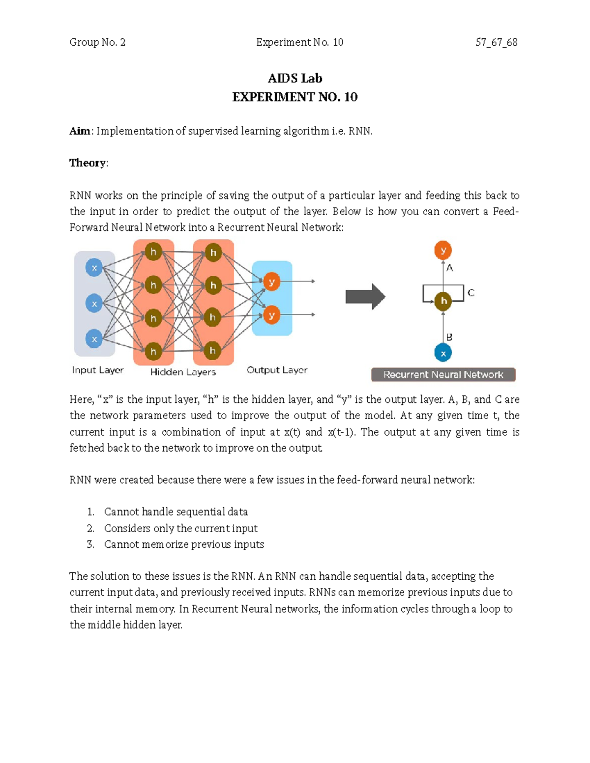 02 57 67 68 AIDS Experiment 10 - AIDS Lab EXPERIMENT NO. 10 Aim: Implementation of supervised ...