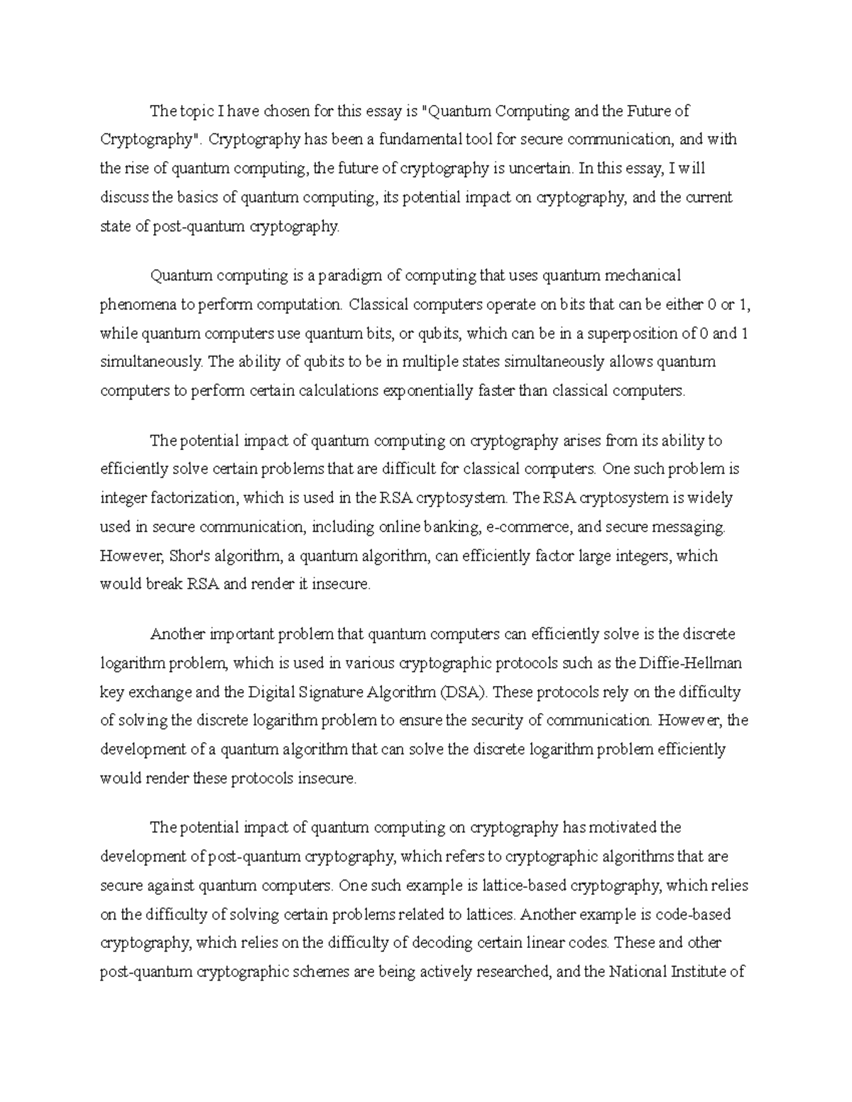 Computing and the Future of Cryptography - Studocu