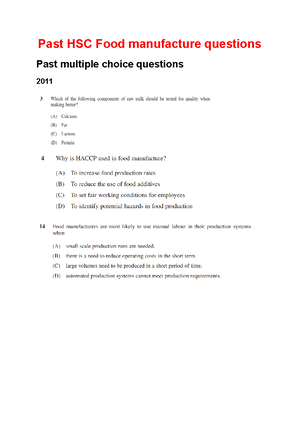 Past Food product development (FPD) questions HSC Food tech - Past HSC ...