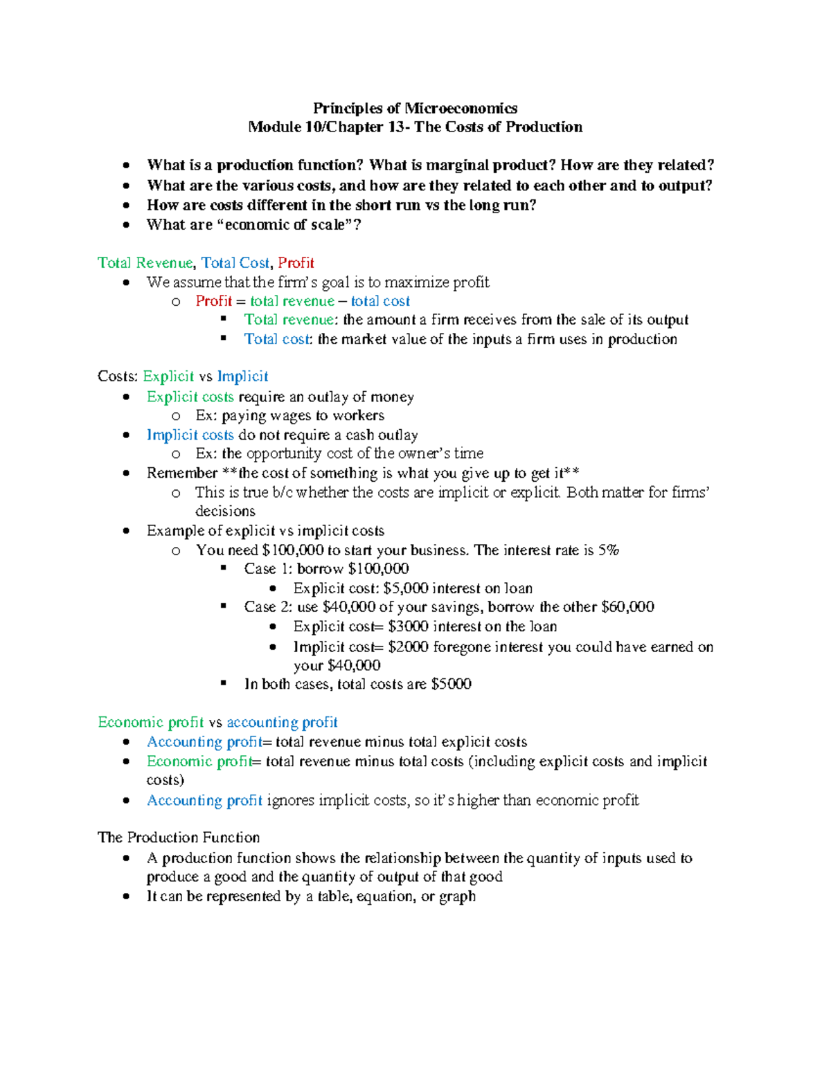 ECON 2020 Module 10 The Costs of Production - Principles of ...