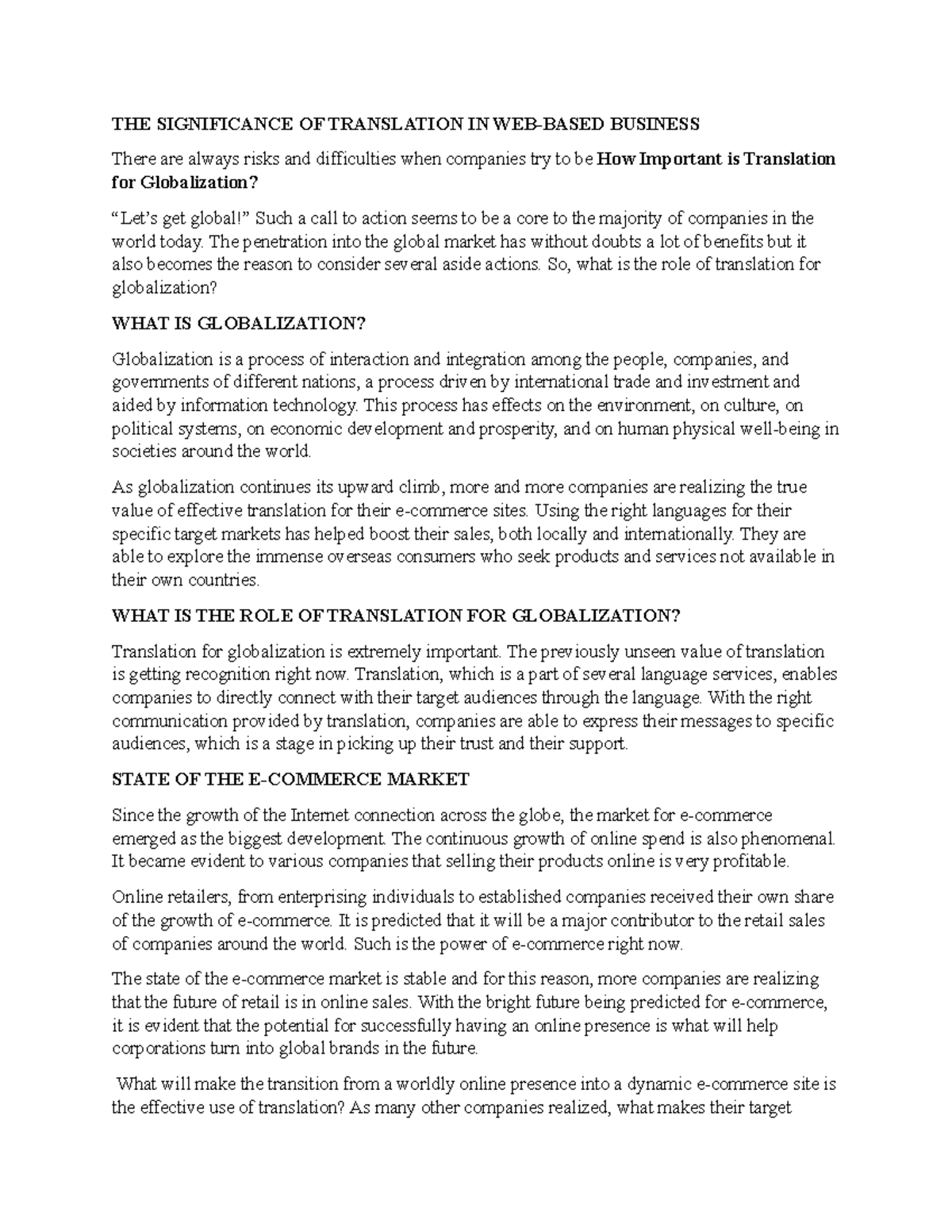 Translation AND Globalization - THE SIGNIFICANCE OF TRANSLATION IN WEB ...