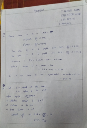 Critical thinking assignment REG 166 AB2 - Name – Aditya More Reg no ...