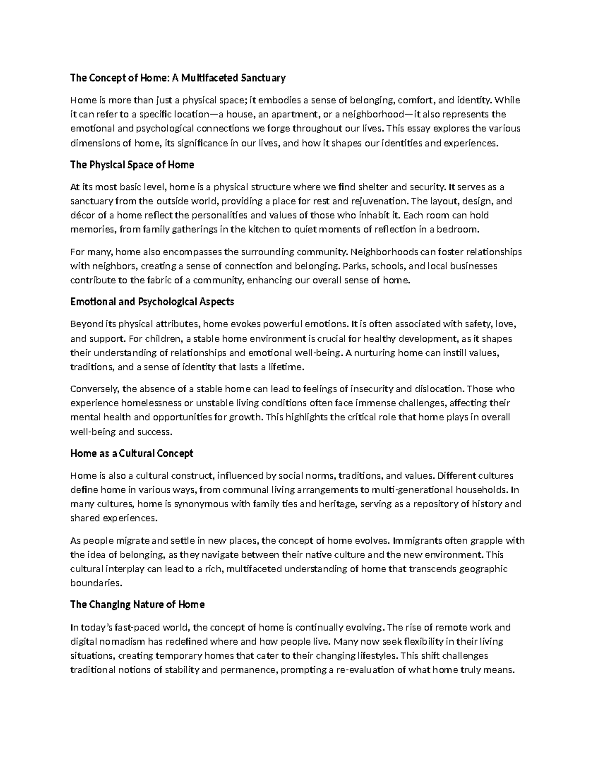 The Concept of Home - //// - The Concept of Home: A Multifaceted ...