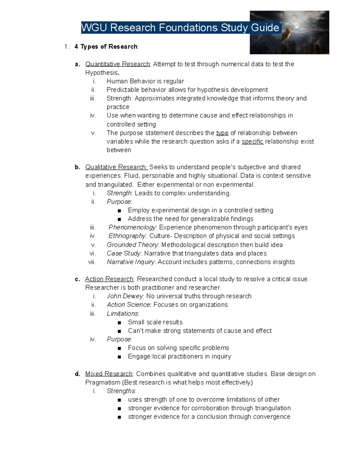 Study Guide for Research Foundations C224 - WGU Research Foundations ...