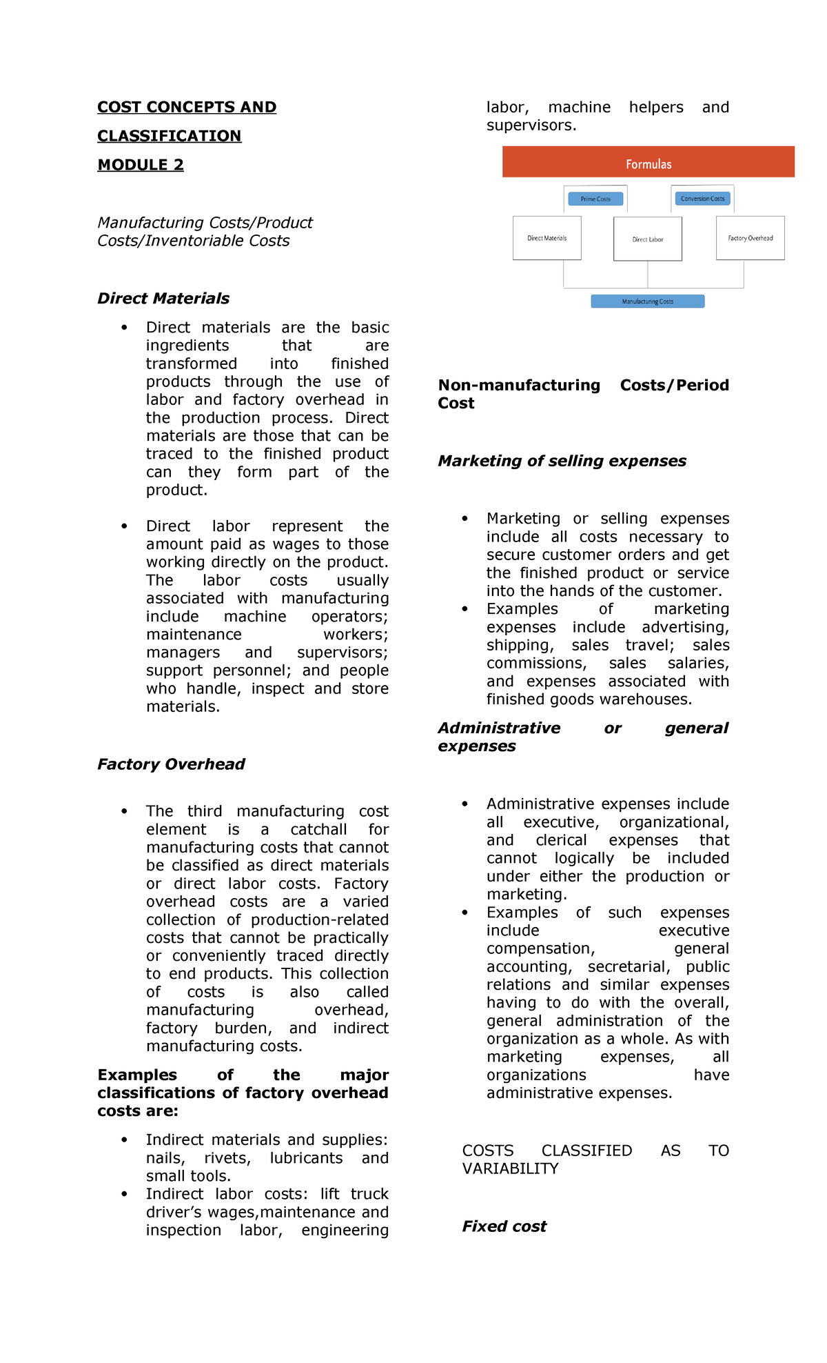 COST Accounting notes - COST CONCEPTS AND CLASSIFICATION MODULE 2 ...