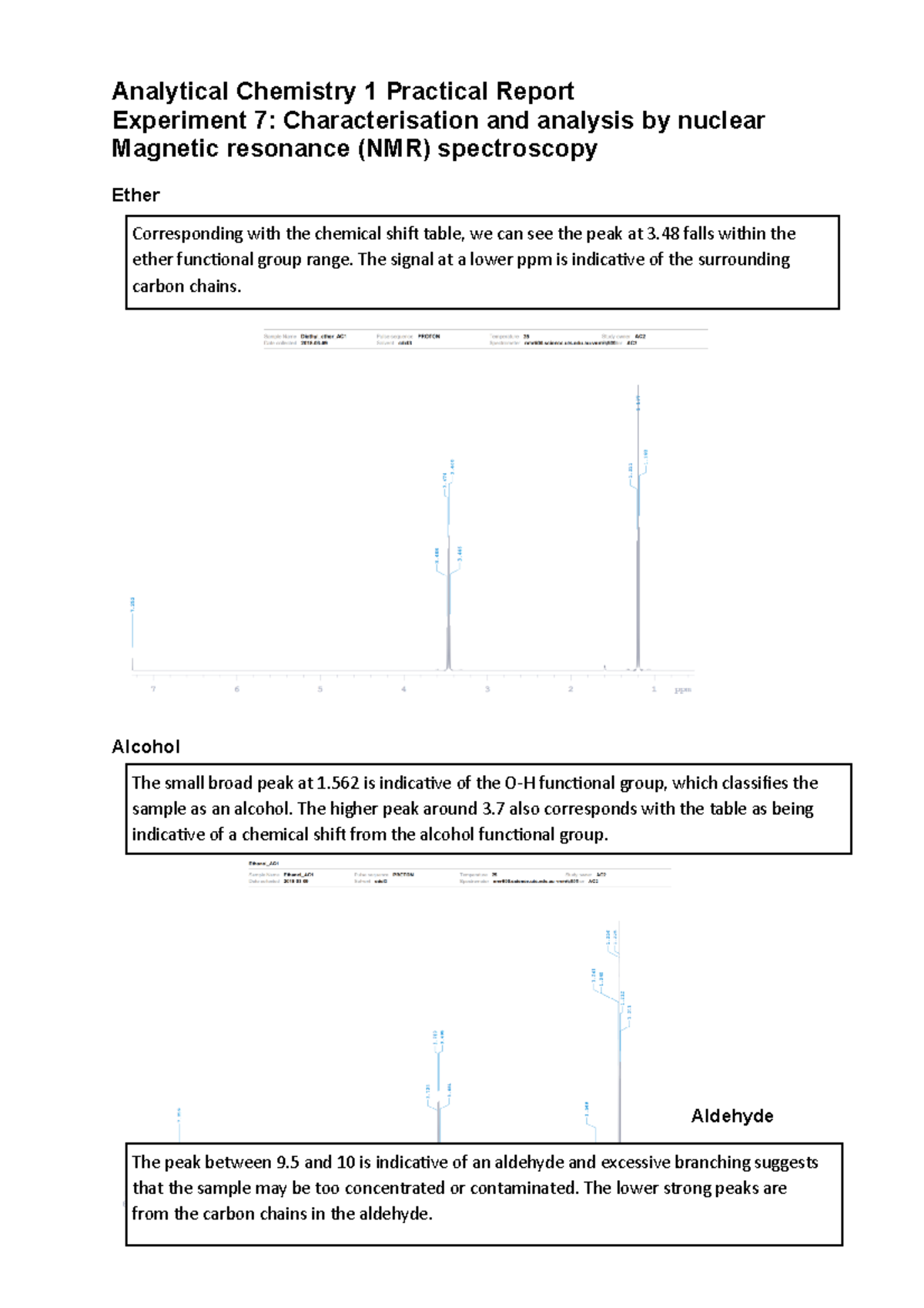 Prac 7 report - Analytical Chemistry 1 Practical Report Experiment 7 ...