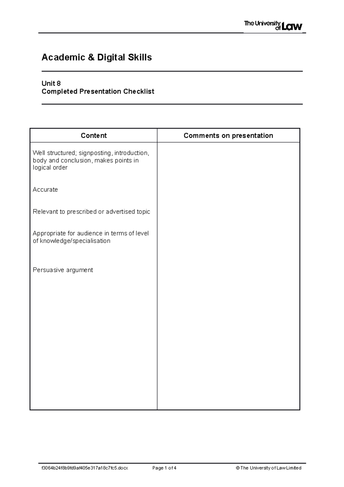 Presentation Skills - Academic & Digital Skills Unit 8 Completed ...