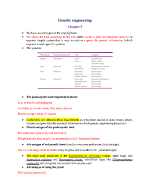 Genetic engineering 1 - summary from Gene Cloning and manipulation ...