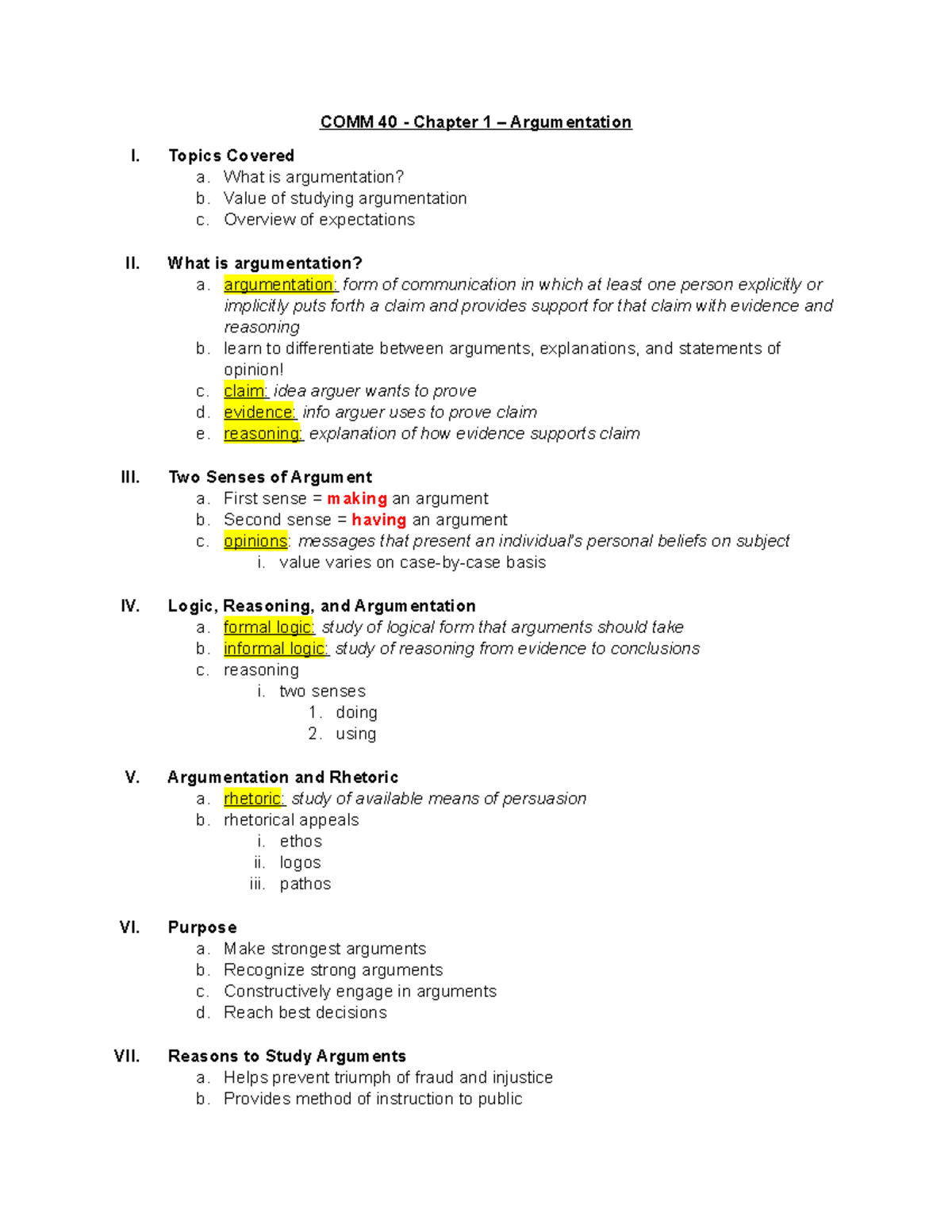 COMM 40 - Chapter 1 - Argumentation - COMM 40 - Chapter 1 ...