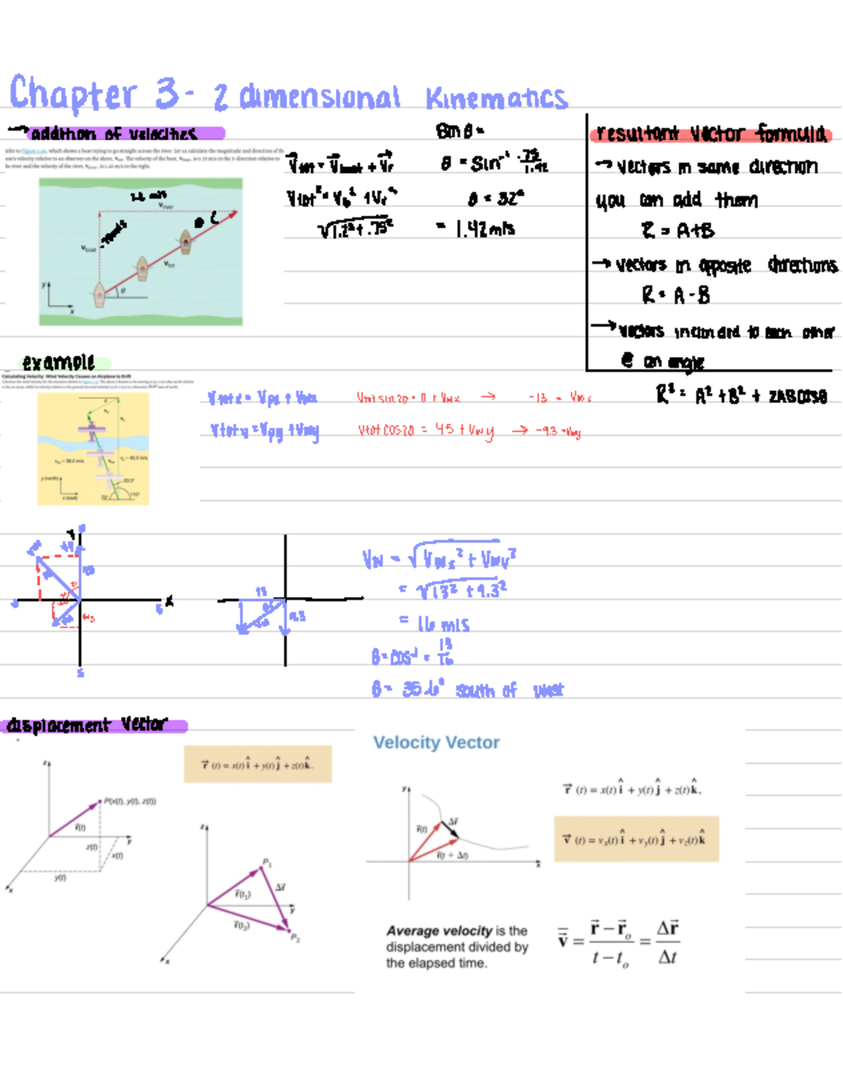 Chapter 3 - Kinematic - Chapter 3- 2 dimensional kinematics → addition ...