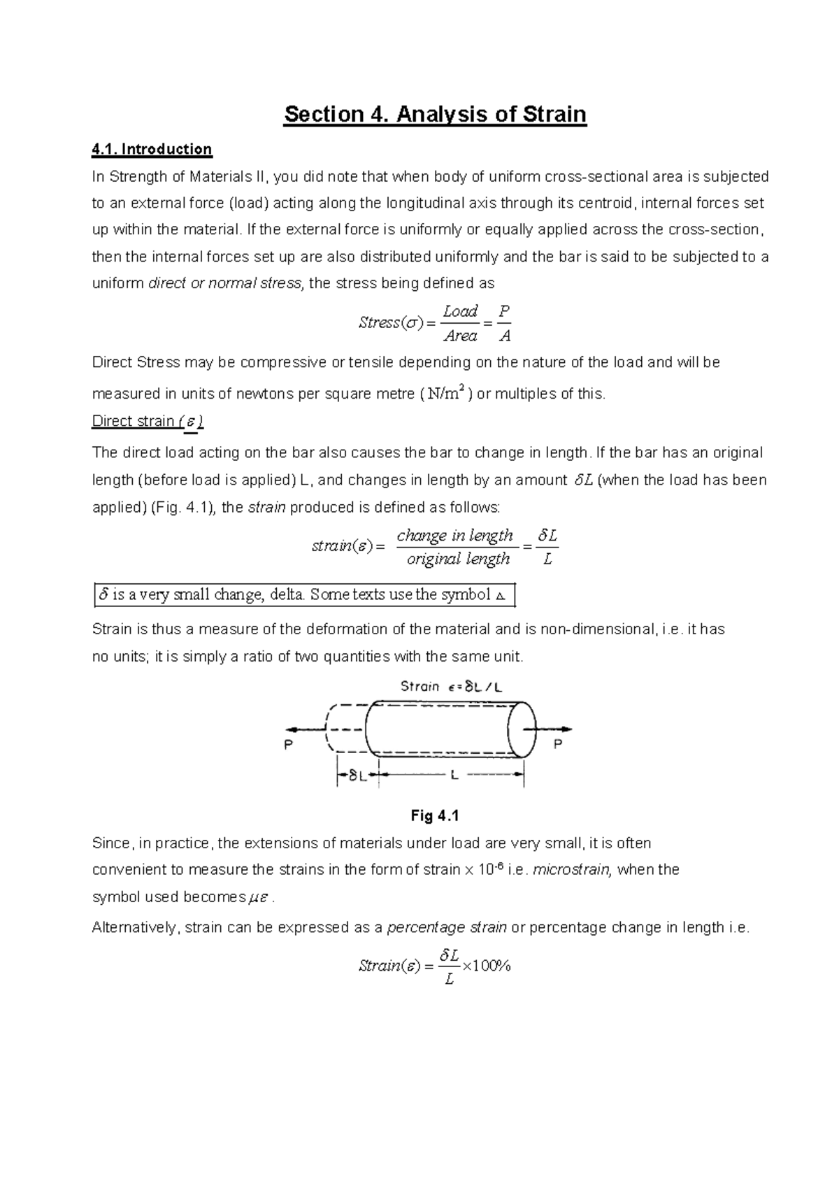 Analysis of Strain - Lecture's notes - Section 4. Analysis of Strain 4 ...