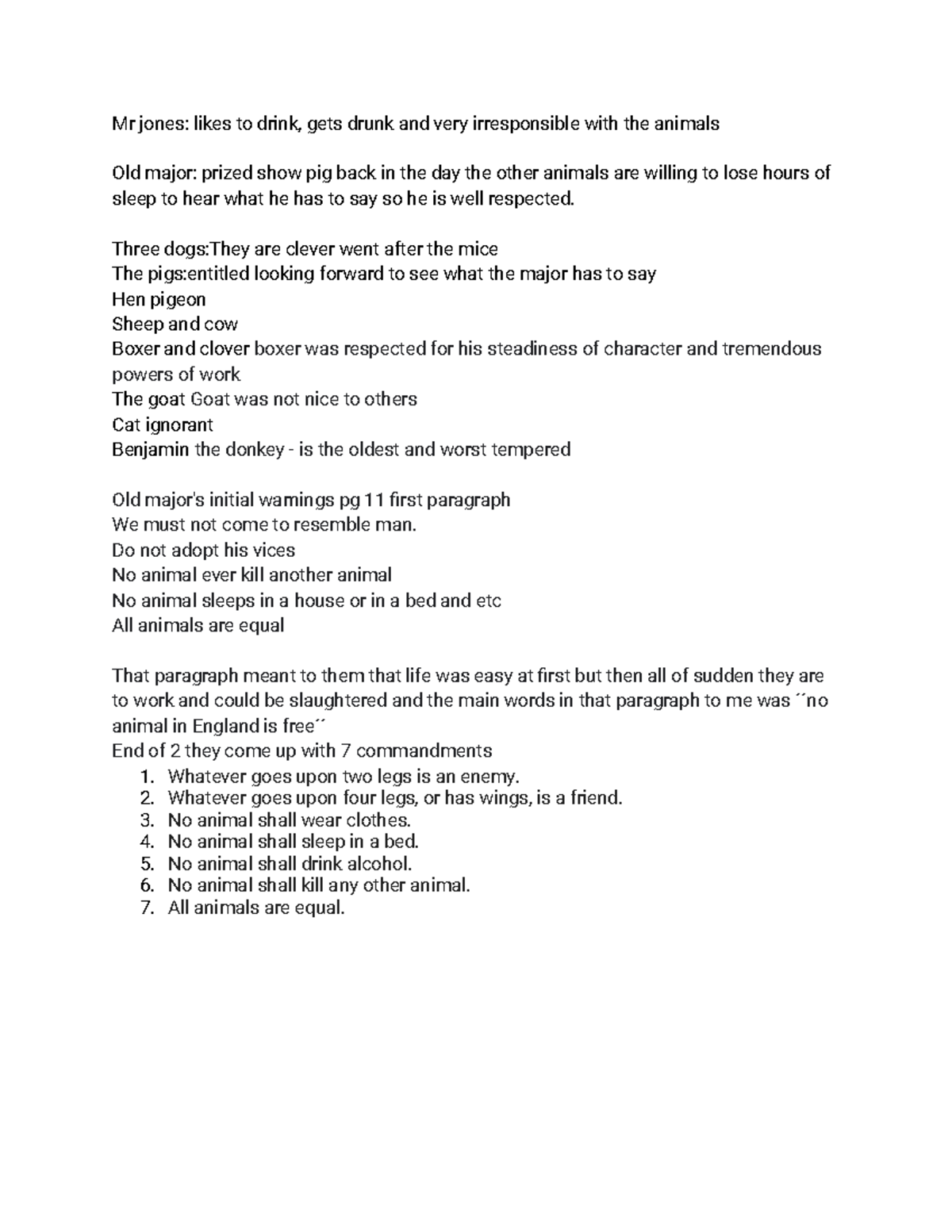 Af notes - Mr jones: likes to drink, gets drunk and very irresponsible ...
