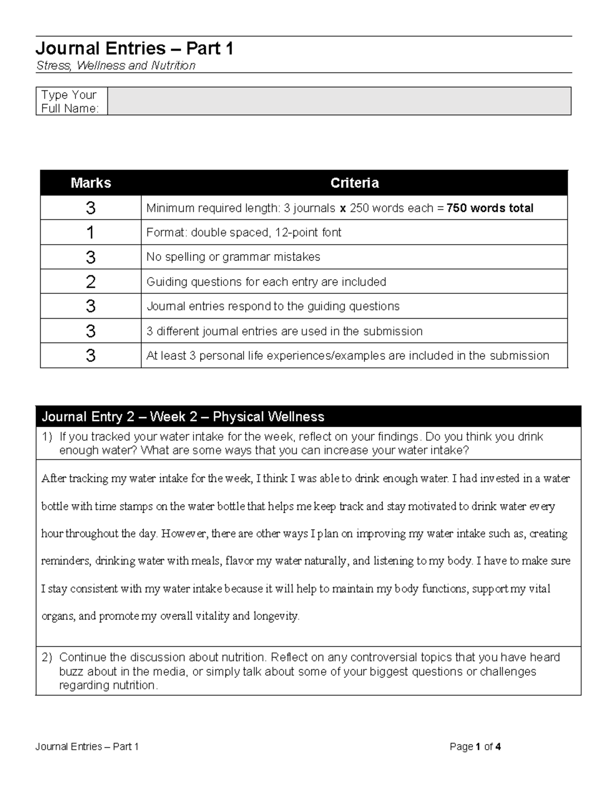 Journals Entries Part 1 - Copy - Journal Entries – Part 1 Stress ...