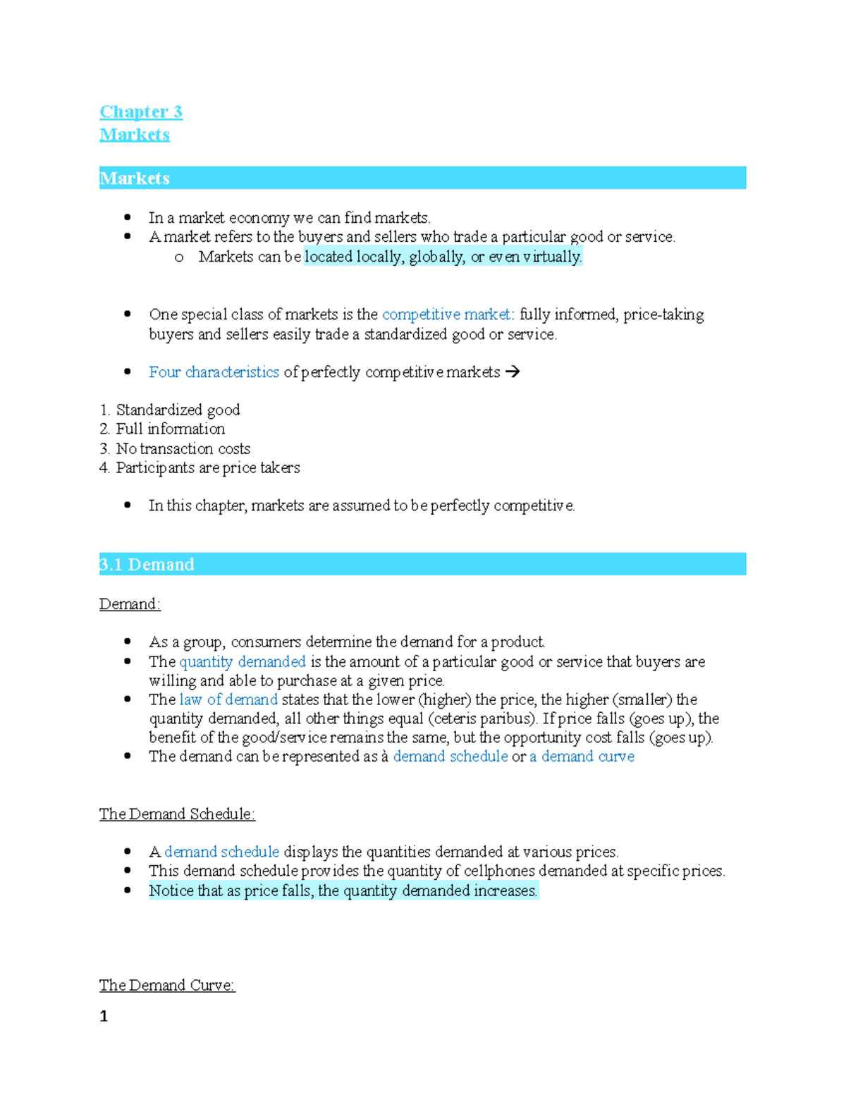 Microeconomics Chapter 3 - Chapter 3 Markets Markets In a market ...