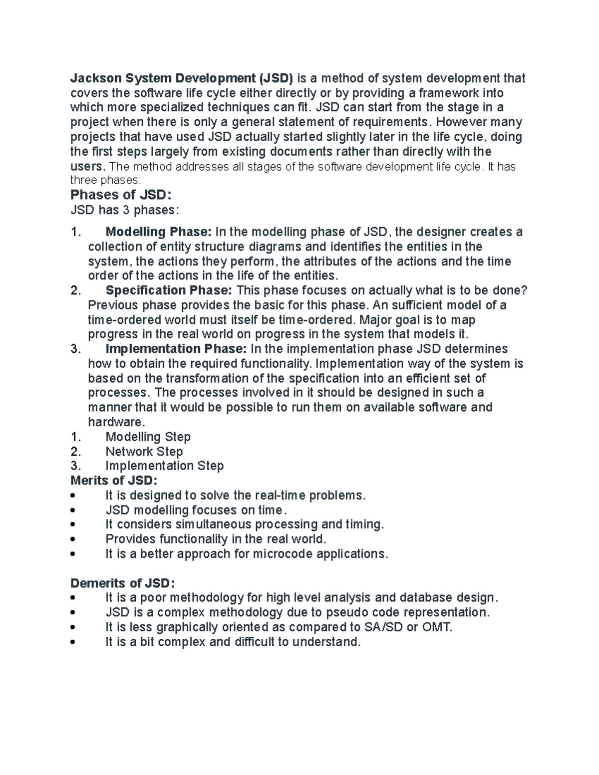 Jackson System Development - JSD can start from the stage in a project ...