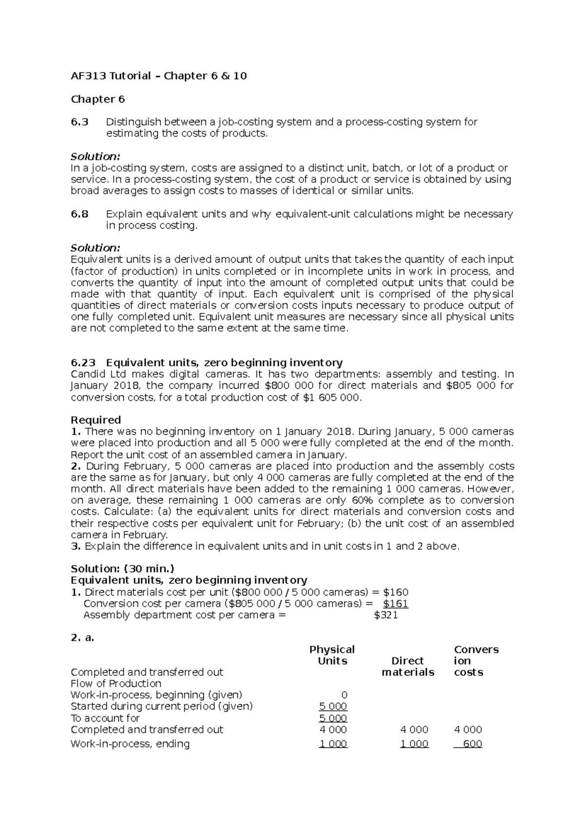 Tutorial - chapter 6 10 - AF313 Tutorial – Chapter 6 & 10 Chapter 6 6 Distinguish between a ...