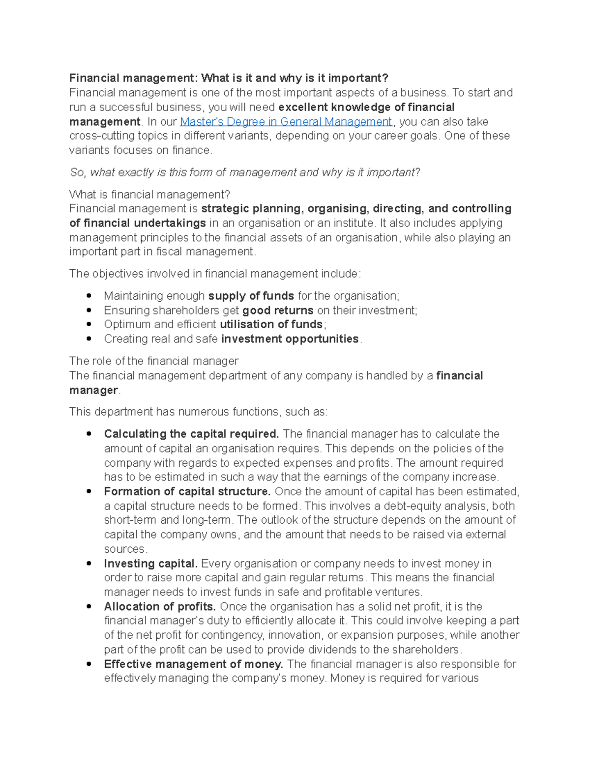 Financial management - To start and run a successful business, you will ...