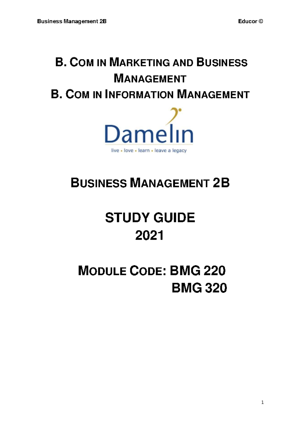 Business Management 2B Study Guide 2021 - BMG201 - Studocu