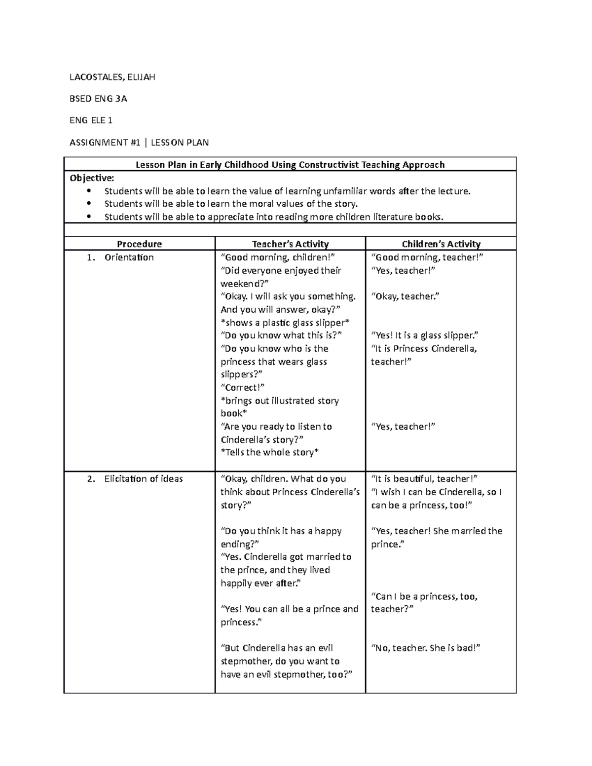 HW#1 - Lesson Plan in Early Childhood Using Constructivist Teaching ...