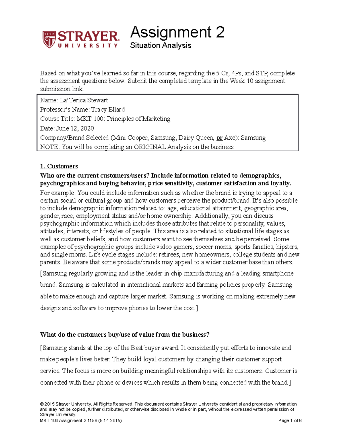 Stewart La Terica Week10 Assignment 2 - Situation Analysis Based on ...
