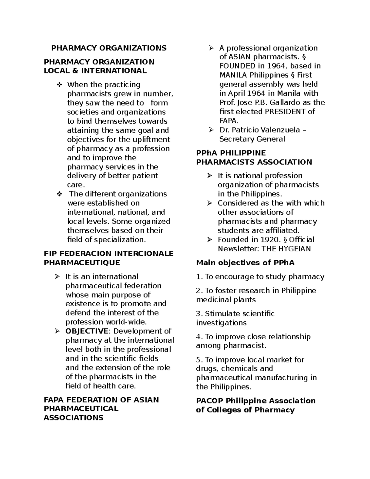 Pharmacy Organizations Reviewer - PHARMACY ORGANIZATIONS PHARMACY ...