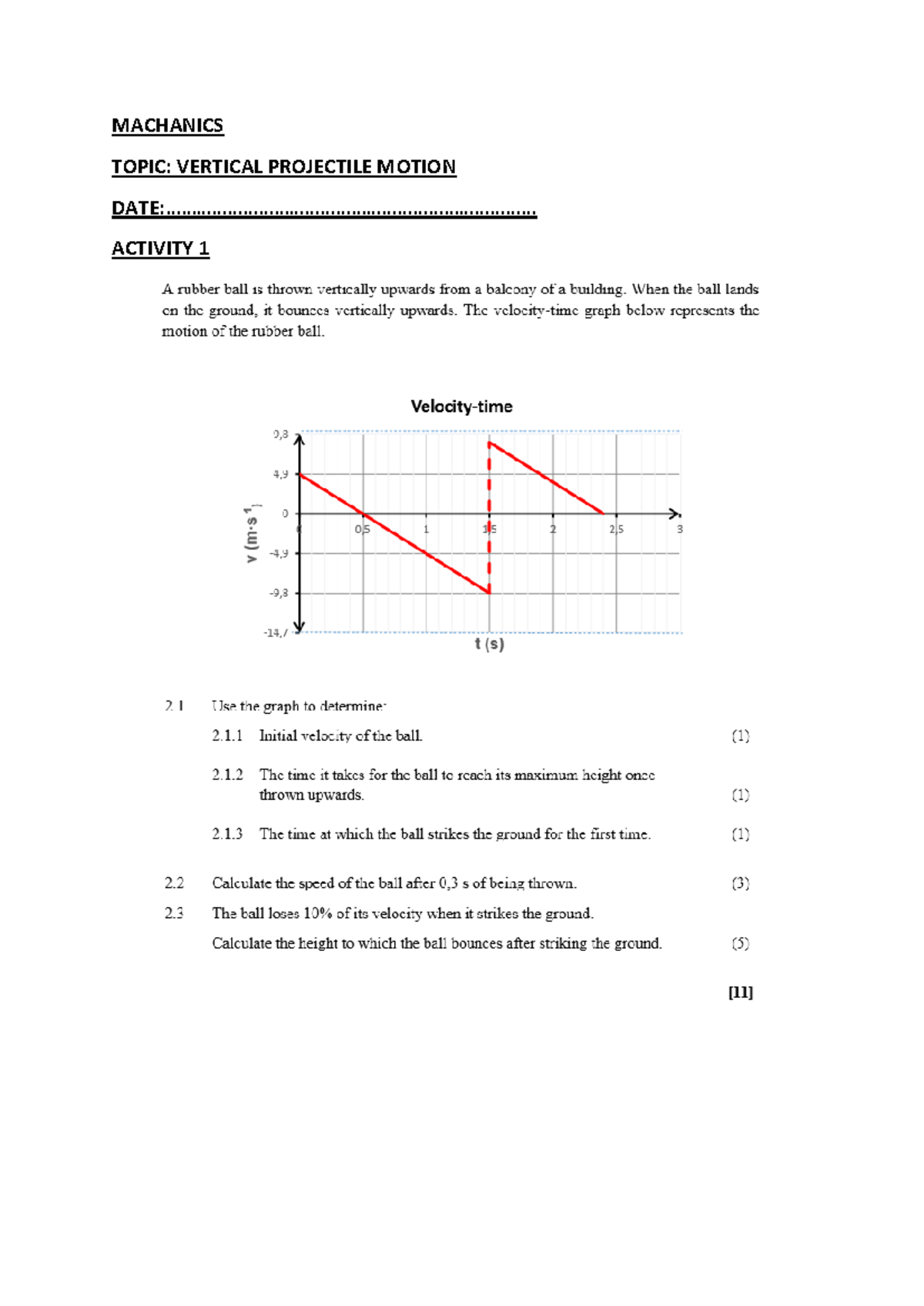 Machanics VPM 2024-2 - Use when practice - TOPIC: VERTICAL PROJECTILE ...