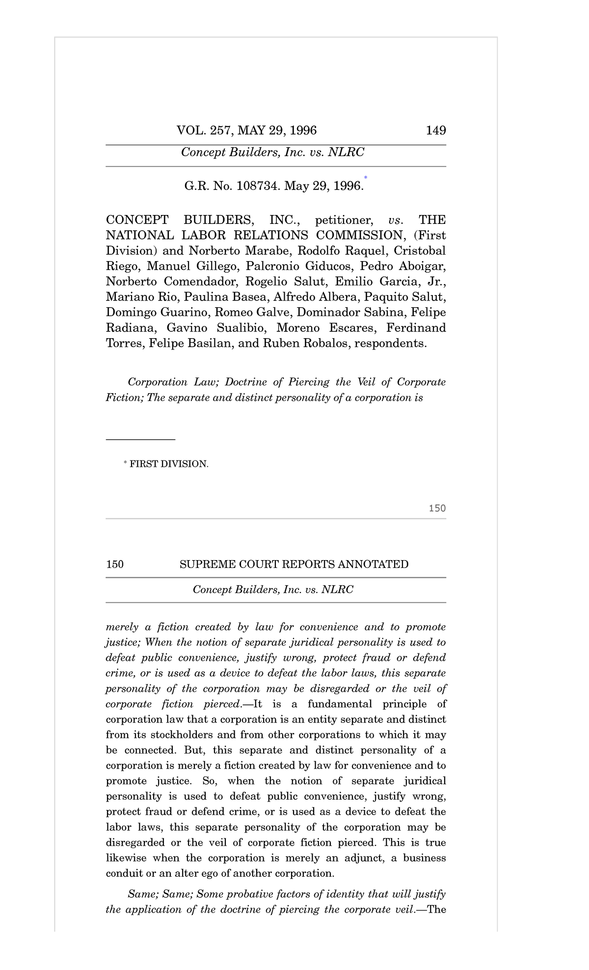 51. Concept Builders, Inc. vs. NLRC (GR No. 108734 [1996]) - VOL. 257 ...