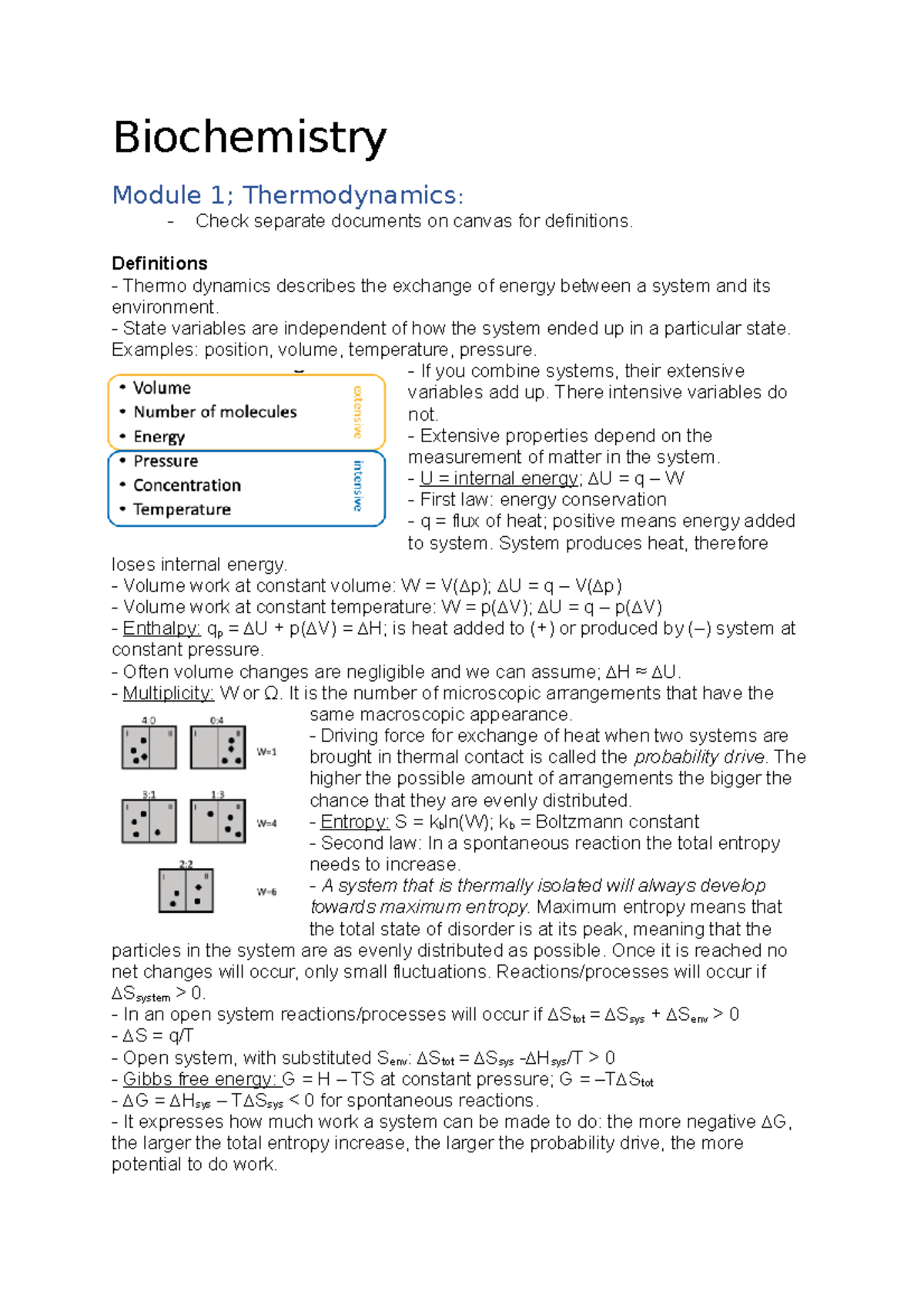 Summary Book Biochemistry - Biochemistry Module 1; Thermodynamics ...