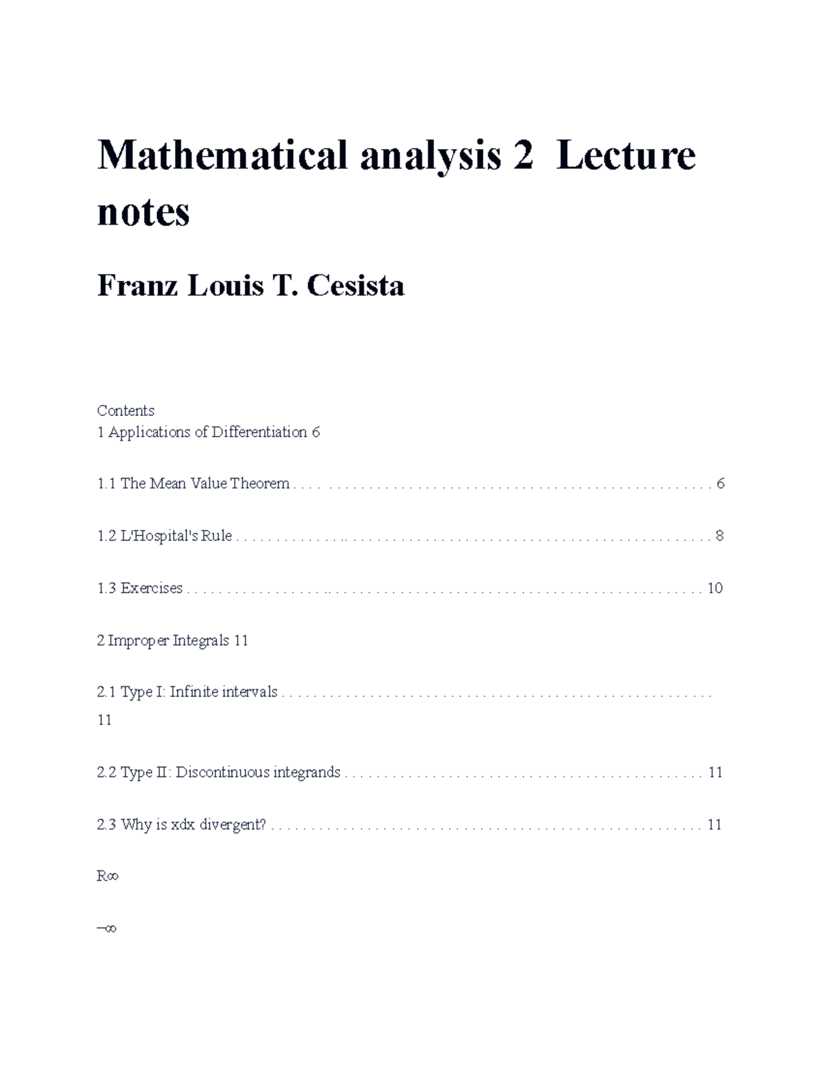 Mathematical Analysis Ii Lecture Notes Deprecated Api Usage The Svg Back End Is No Longer