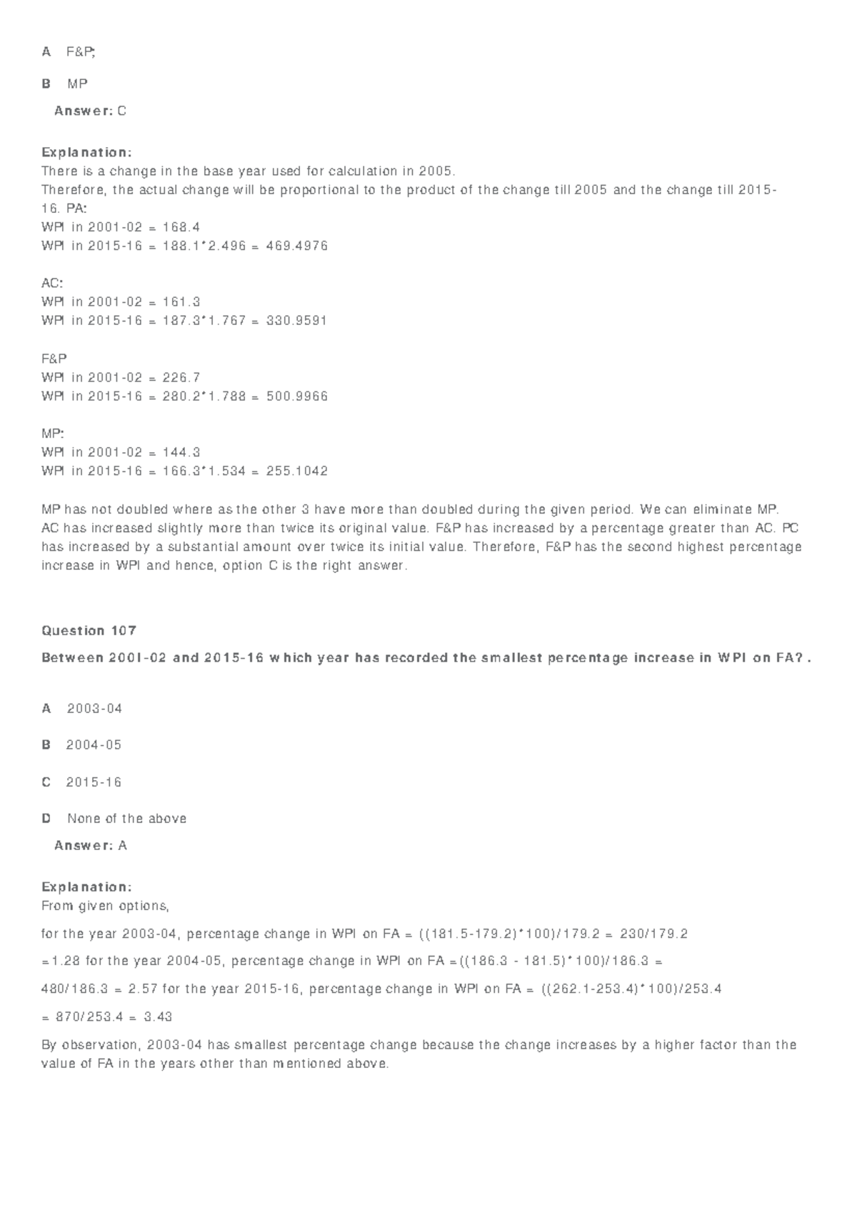 Question Paper Paper with Solutions - A F& B MP Answer: C Explanation ...