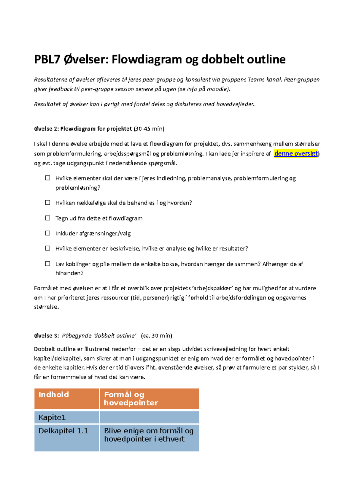 PBL7 øvelser - flowdiagram og dobbelt outline - PBL7 Øvelser: Flowdiagram og dobbelt outline ...