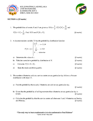 UPS 2 SET A 2021 2022 (with answers) - This question paper consists of 20 questions. Each ...