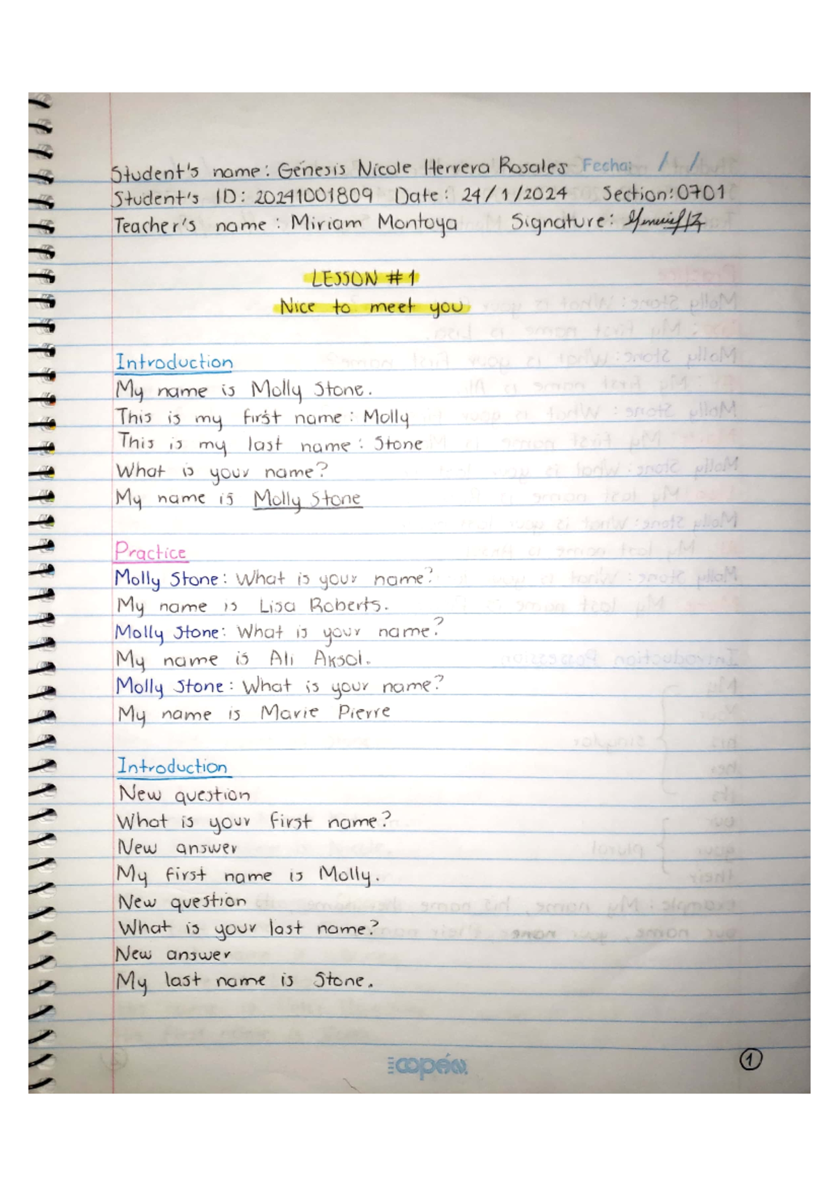 Lección numero 1 de ingles - Ingles 1 - Studocu