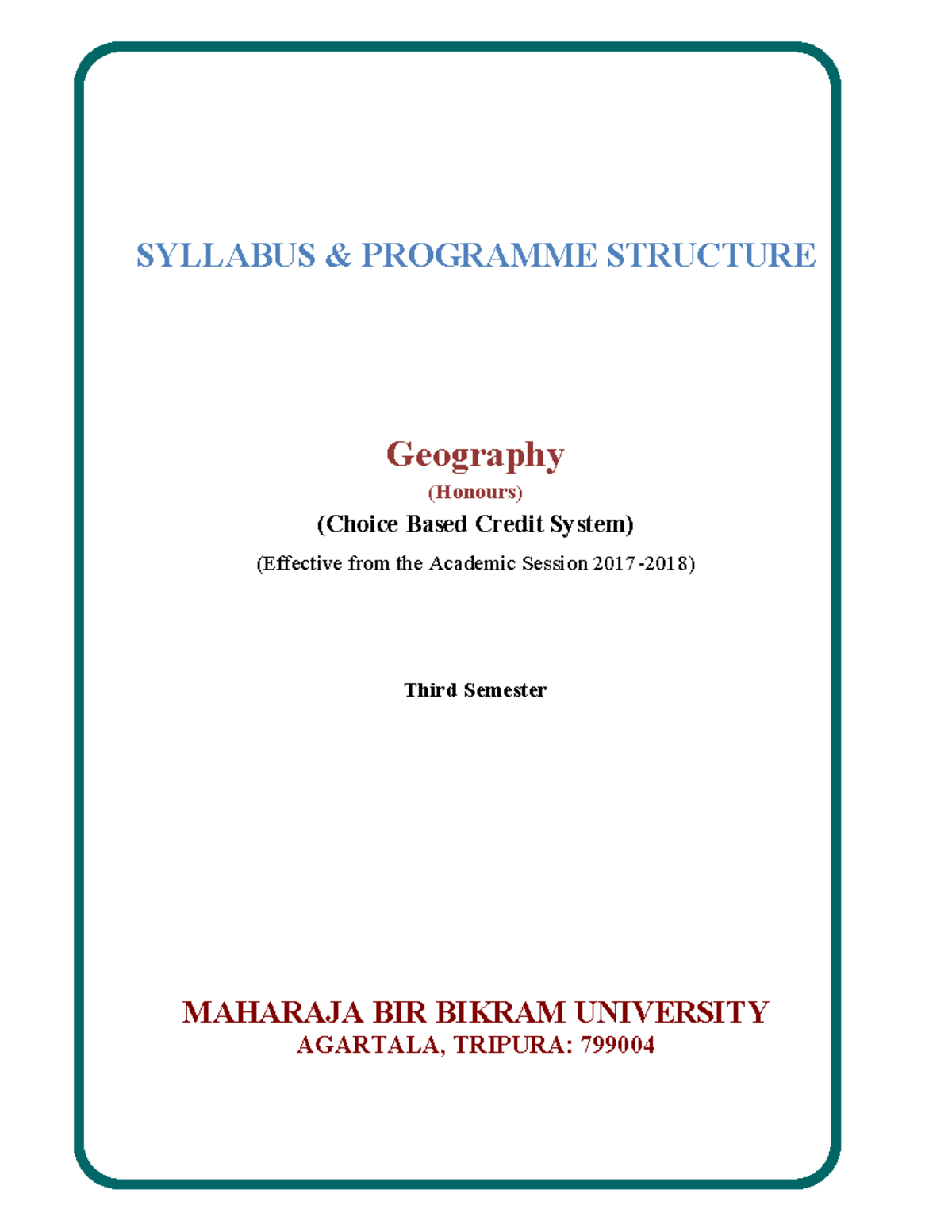 Geography%20Honours%203rd%20Semester - SYLLABUS & PROGRAMME STRUCTURE ...