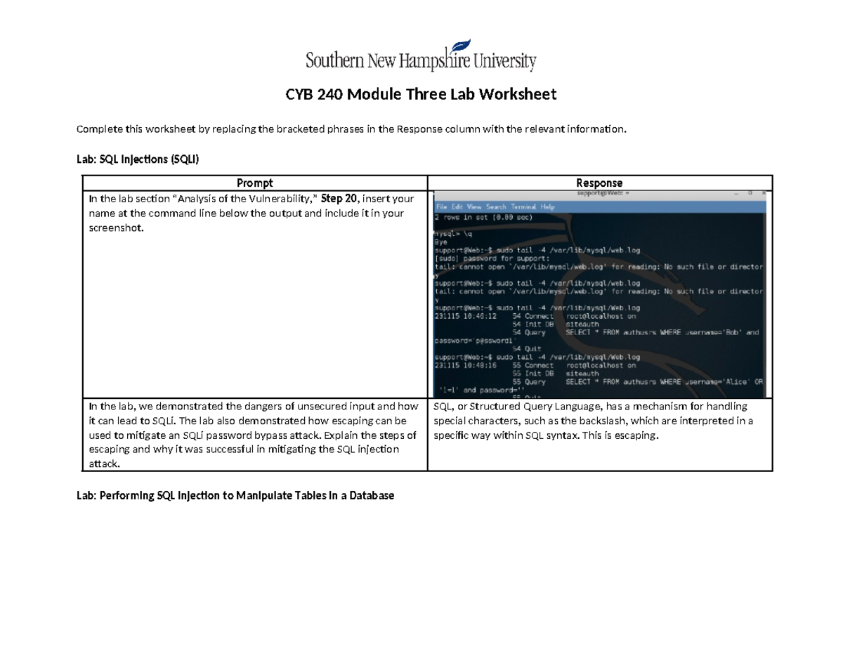CYB 240 Module Three Lab Worksheet - CYB 240 Module Three Lab Worksheet Complete this worksheet ...