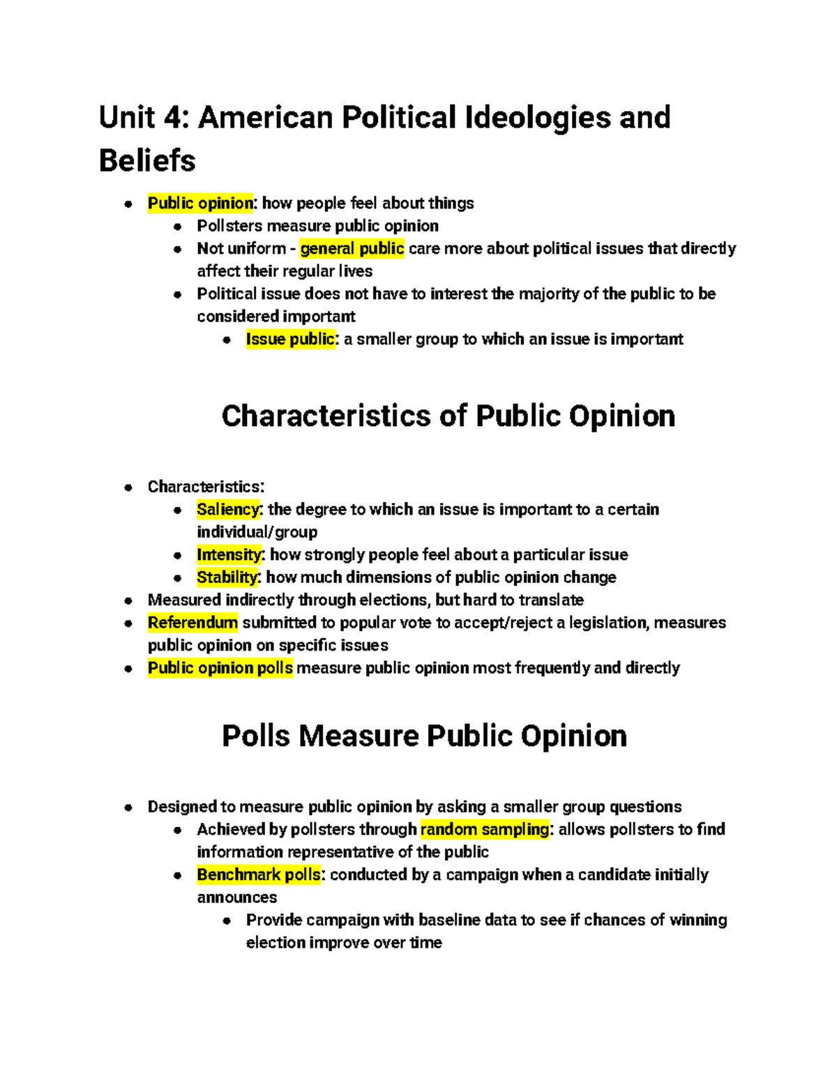 Gov 4 - Cheat Sheet Per Unit - Unit 4: American Political Ideologies ...