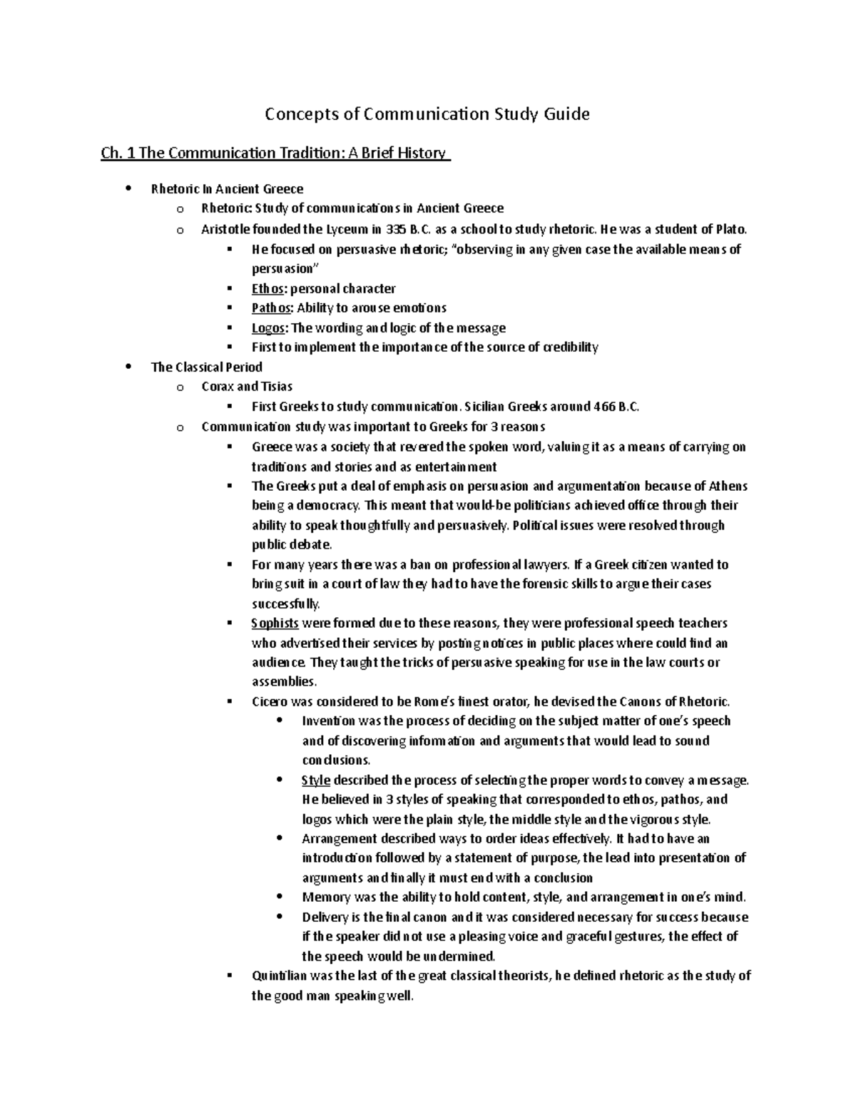 Cmjn exam 1 Study Guide - Concepts of Communication Study Guide Ch. 1 ...