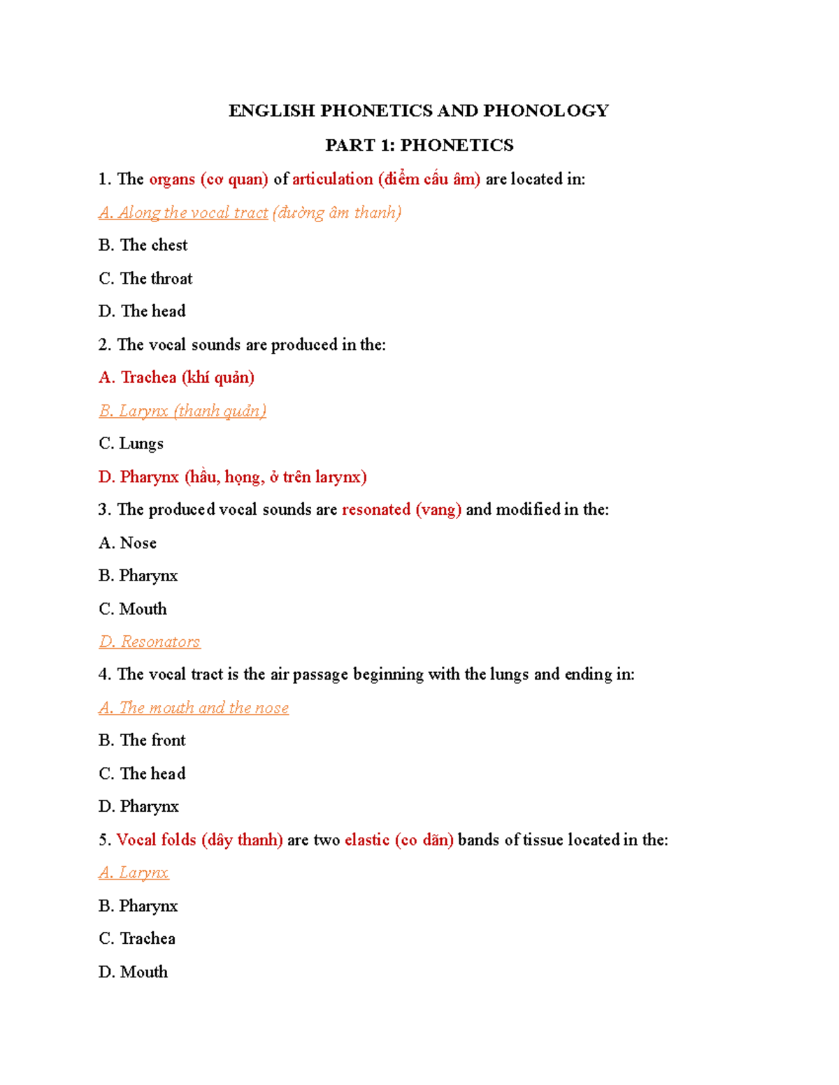 Phonetics multiple choice - ENGLISH PHONETICS AND PHONOLOGY PART 1 ...