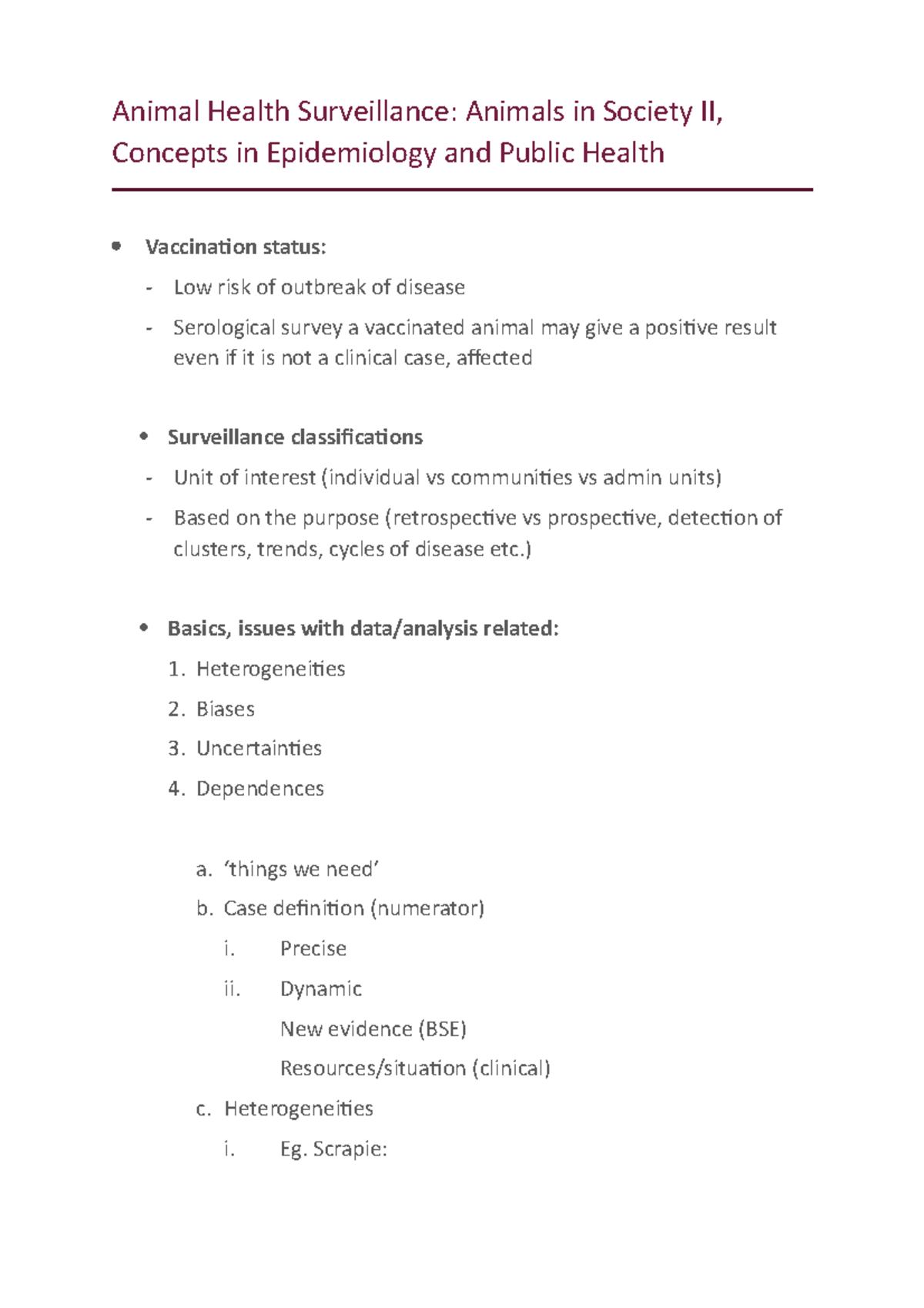 Animal Health Surveillance ASII - Animal Health Surveillance: Animals ...