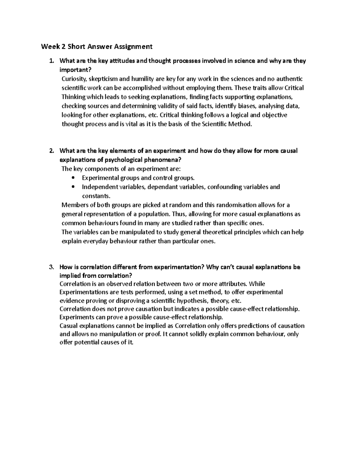 Short Answer Assignment 2 - Week 2 Short Answer Assignment What are the ...