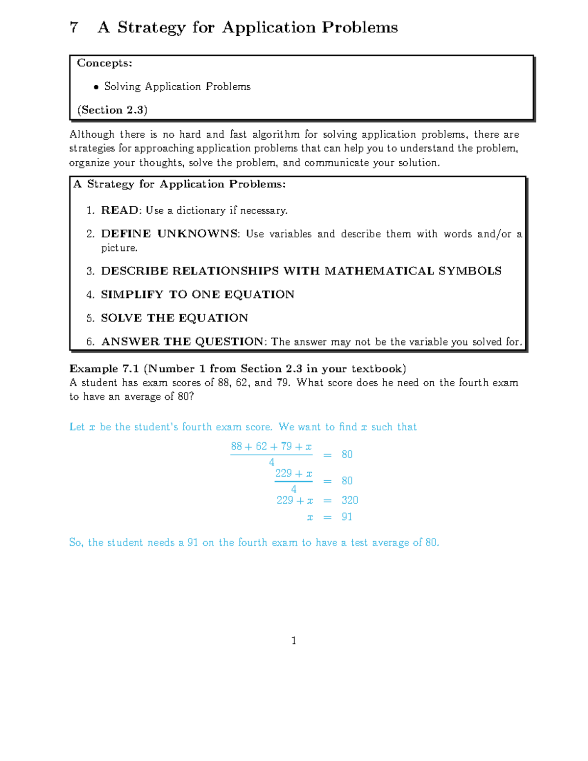 Lecture notes 6 typed - 7 A Strategy for Application Problems Concepts ...